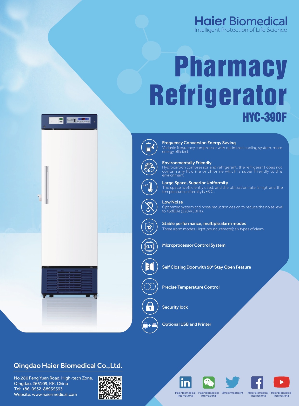 HYC-390F Haier Biomedical tủ lạnh bảo quản dược phẩm cánh panel